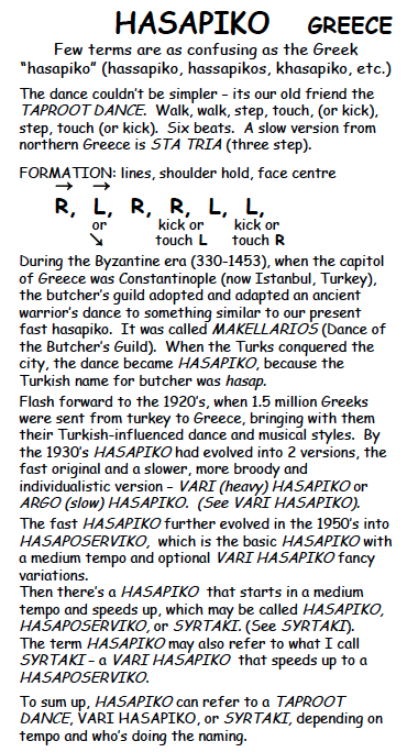 Hasapiko (L*) – Greece – Folkdance Footnotes
