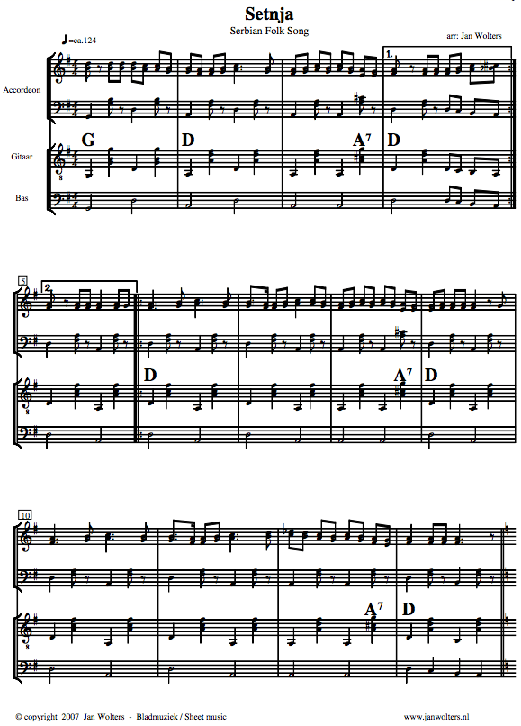 Šetnja Sheet Music – Folkdance Footnotes