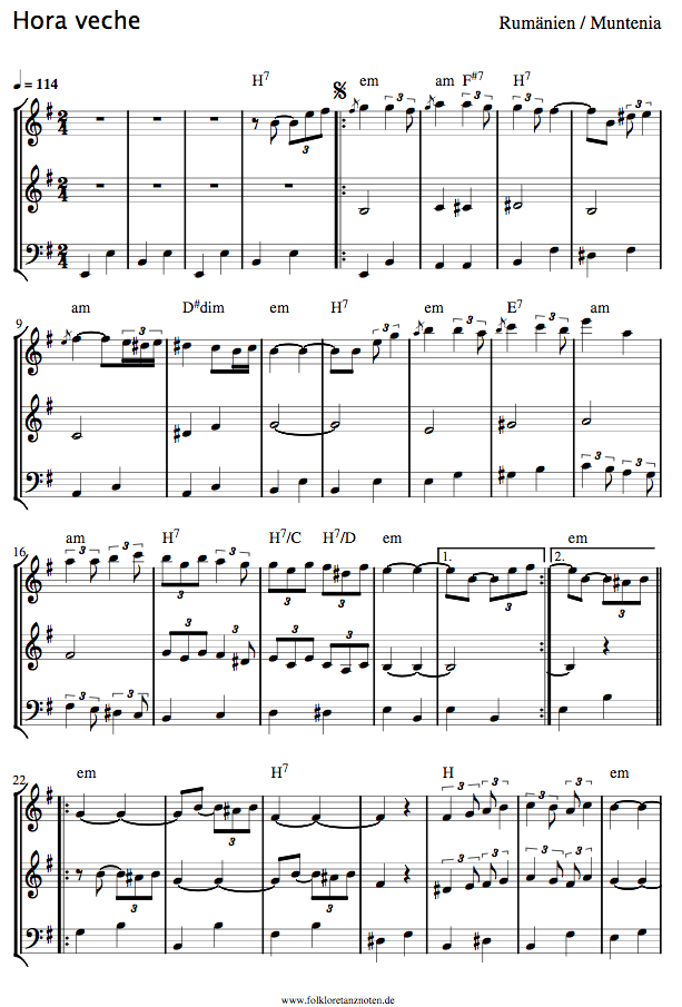 Hora Veche – Sheet Music – Folkdance Footnotes