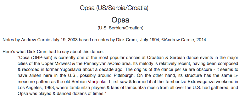 Sa (L*), Sa Sa, Op Sa, Niški sa,sa – Serbia – Folkdance Footnotes