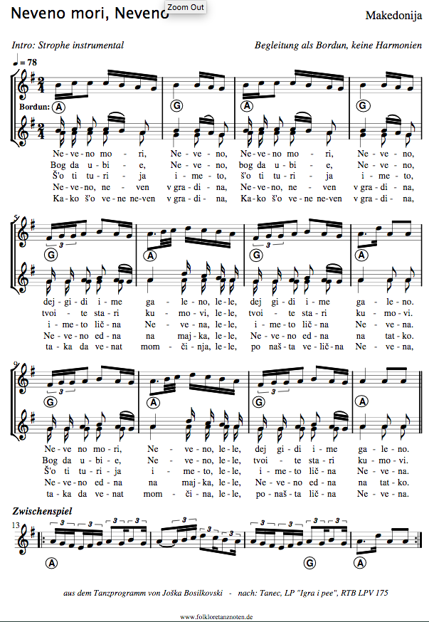 Neveno Mori, Neveno (Arap) – Sheet music – Folkdance Footnotes