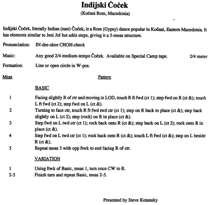 Indijski Čoček (1*) – Macedonian Roma – Folkdance Footnotes